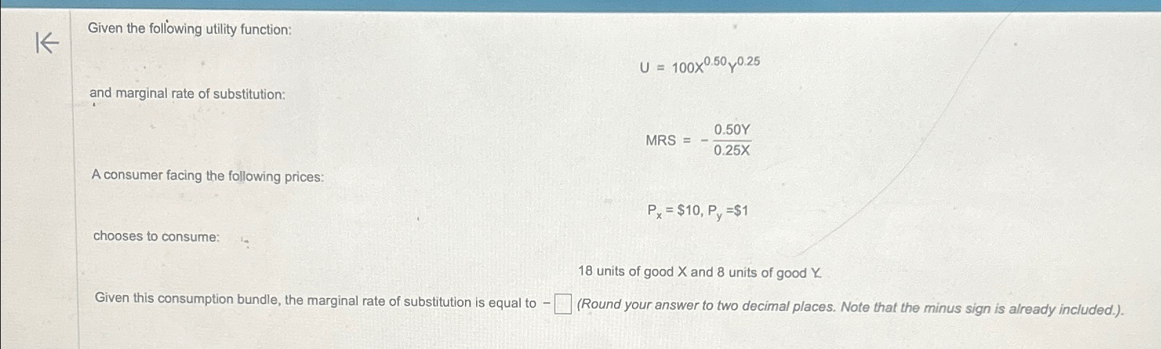 Solved Given the following utility | Chegg.com