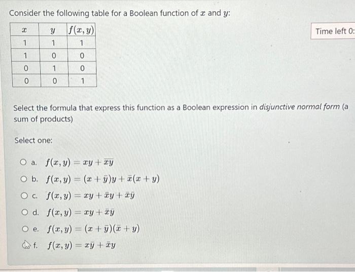 Solved Consider the following table for a Boolean function | Chegg.com