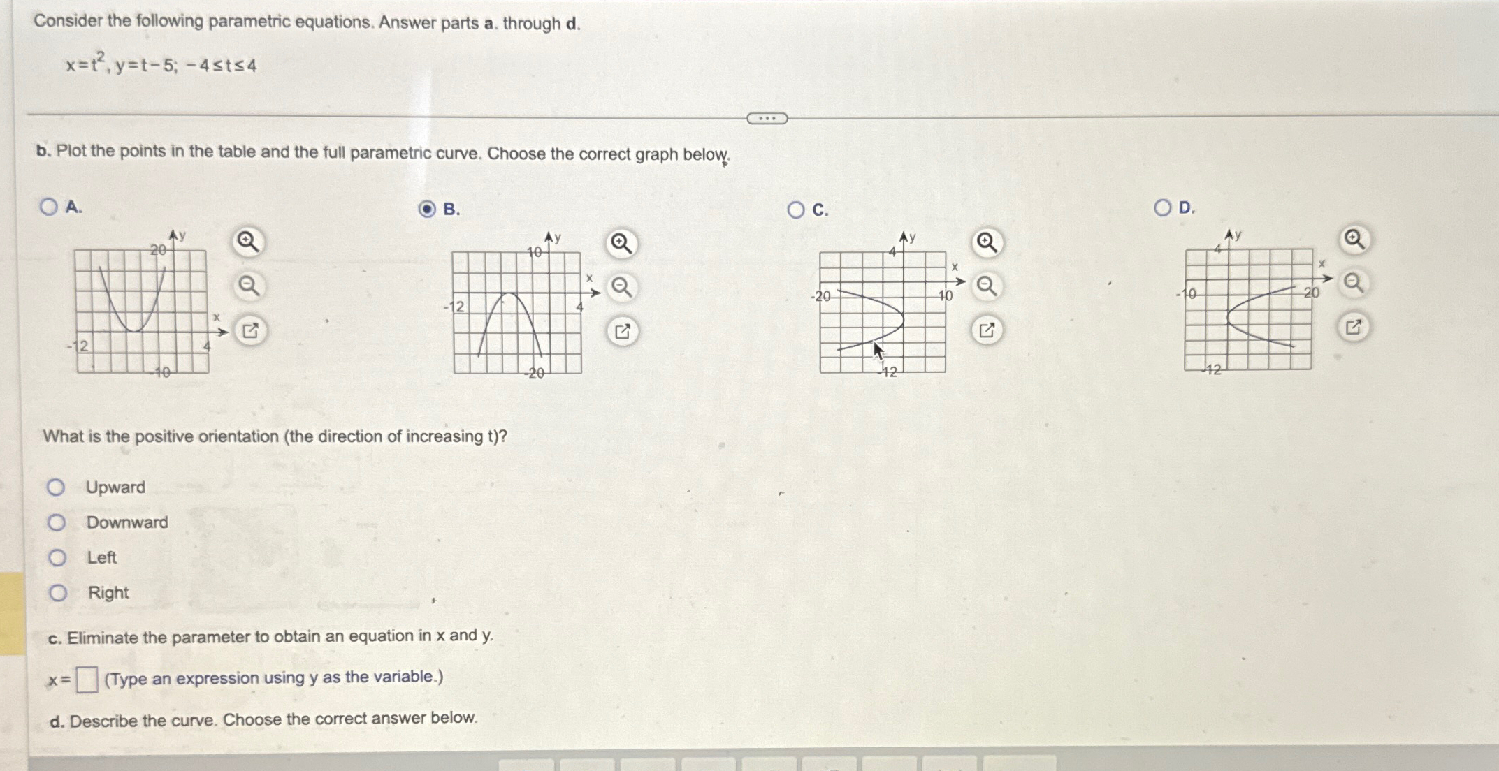 Solved Consider the following parametric equations. Answer | Chegg.com