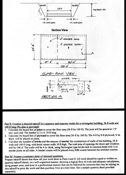 Solved Backra Backa 1274 Avg depth 1 ft. work space 1 ft. | Chegg.com