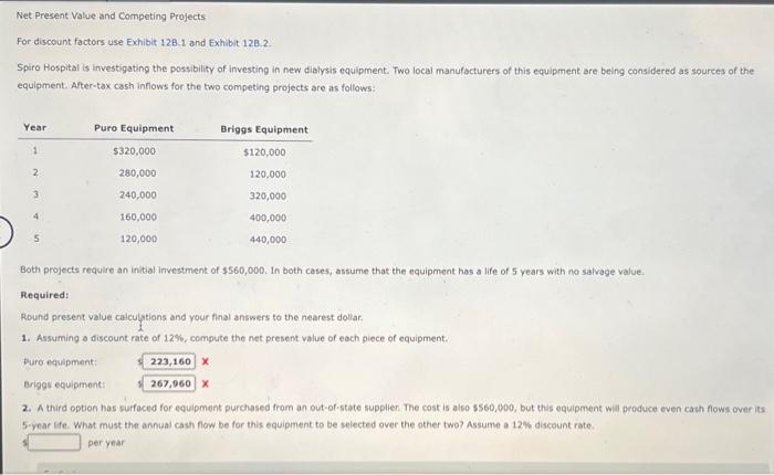 Net Present Value and Competing Projects For discount | Chegg.com
