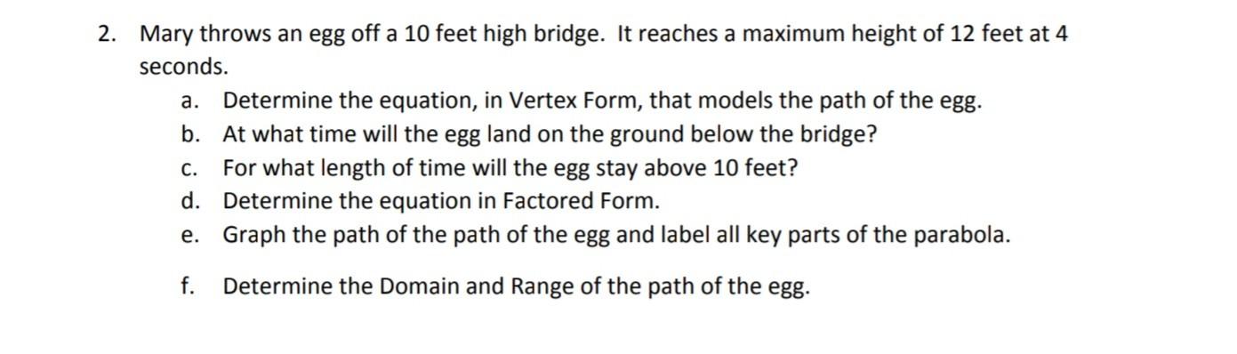 Solved Quadratic Word Problems Using Factored and Vertex | Chegg.com
