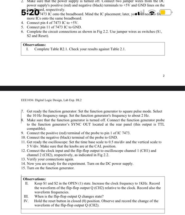 EEE1036: Digital Logic Design, Lab Fxp. DA.2 Fig 2.1 | Chegg.com