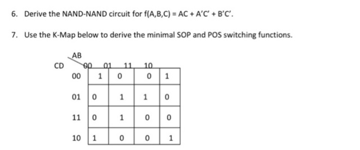 Solved 6. Derive the NAND-NAND circuit for f(A, B,C) = AC + | Chegg.com
