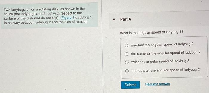 Two ladybugs sit on a rotating disk, as shown in the | Chegg.com