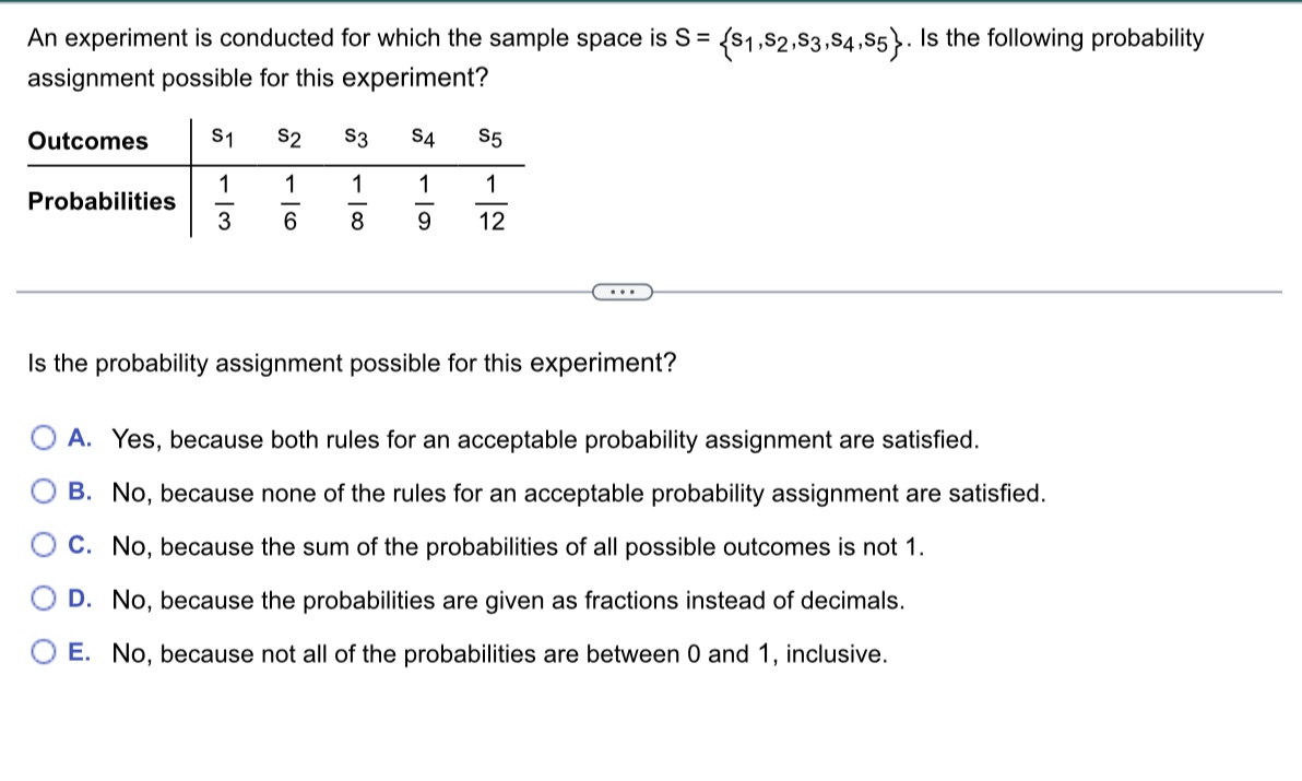 Solved An experiment is conducted for which the sample space | Chegg.com