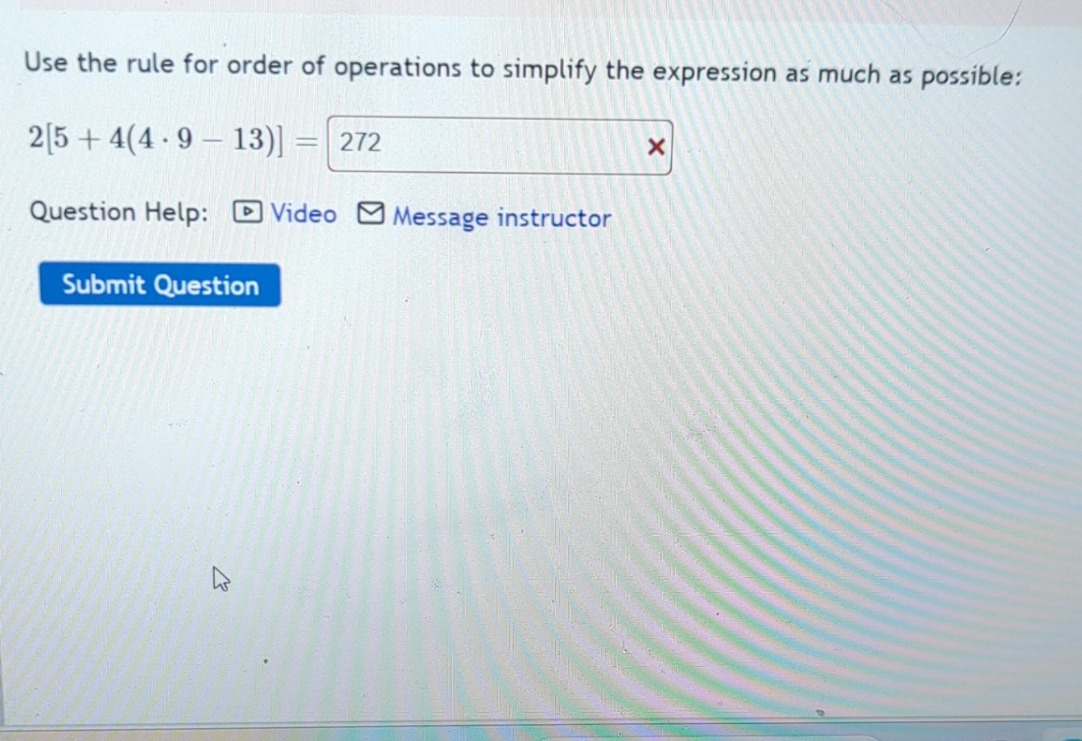 Solved Use the rule for order of operations to simplify the | Chegg.com