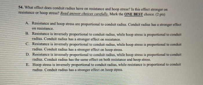 Solved 54. What effect does conduit radius have on | Chegg.com