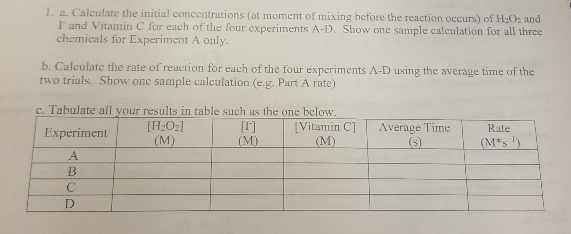 Solved a. ﻿Calculate the initial concentrations (at moment | Chegg.com