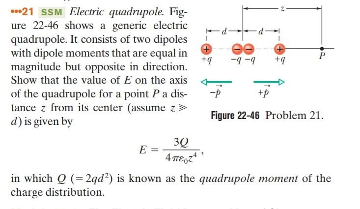 Solved Р 21 SSM Electric quadrupole. Fig- ure 22-46 shows a | Chegg.com