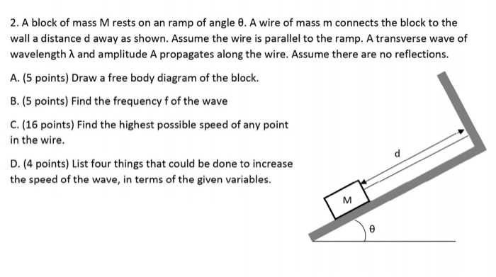Solved 2. A block of mass M rests on an ramp of angle 8. A | Chegg.com