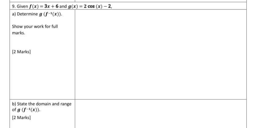 Solved Given f(x)=3x+6 ﻿and g(x)=2cos(x)-2,a) ﻿Determine | Chegg.com