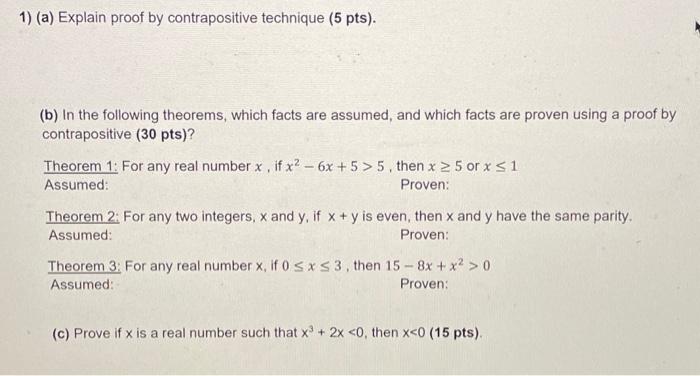 1) (a) Explain proof by contrapositive technique (5 | Chegg.com