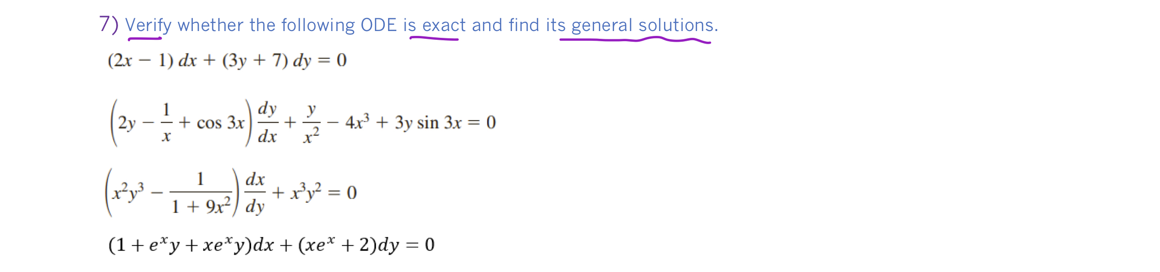 Solved Verify whether the following ODE is exact and find | Chegg.com