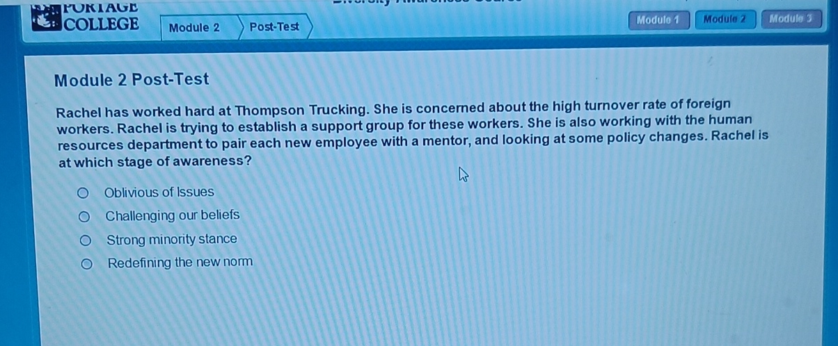 Solved COLLEGEModule 2Post-TestModule 2 ﻿Post-TestRachel has | Chegg.com