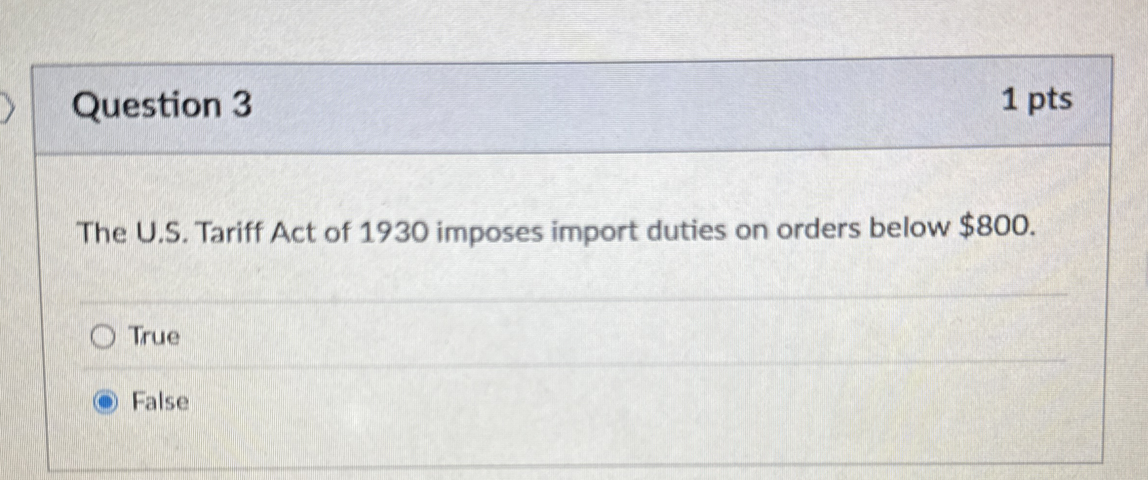Solved Question 31 ﻿ptsThe U.S. ﻿Tariff Act of 1930 ﻿imposes | Chegg.com
