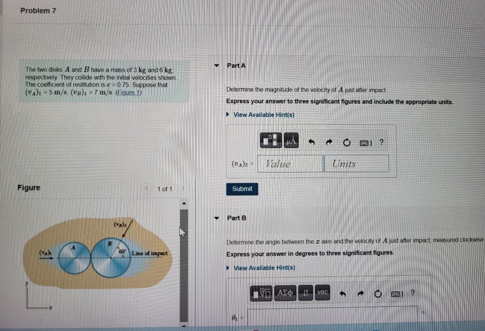 Solved The two disks A and B have a mass of 3 kg and 6 kg. | Chegg.com