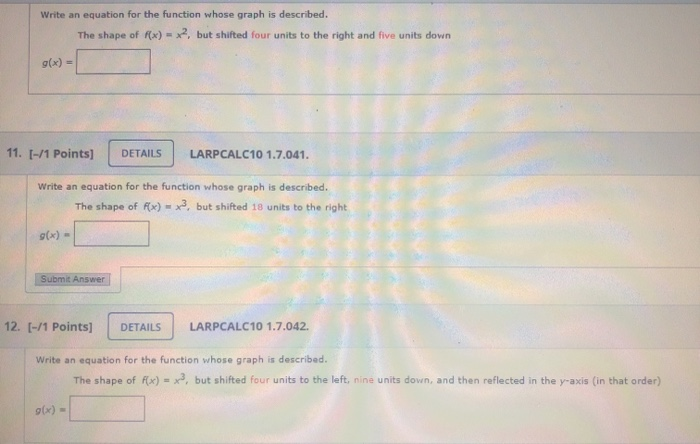 Solved Write an equation for the function whose graph is | Chegg.com