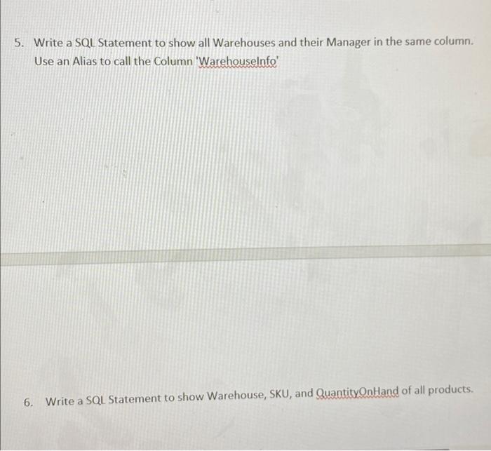 Solved 1. Write an SQL statement to display the columns SKU. | Chegg.com