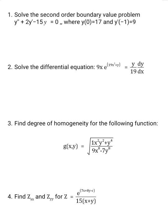 Solved 1. Solve the second order boundary value problem y" + | Chegg.com