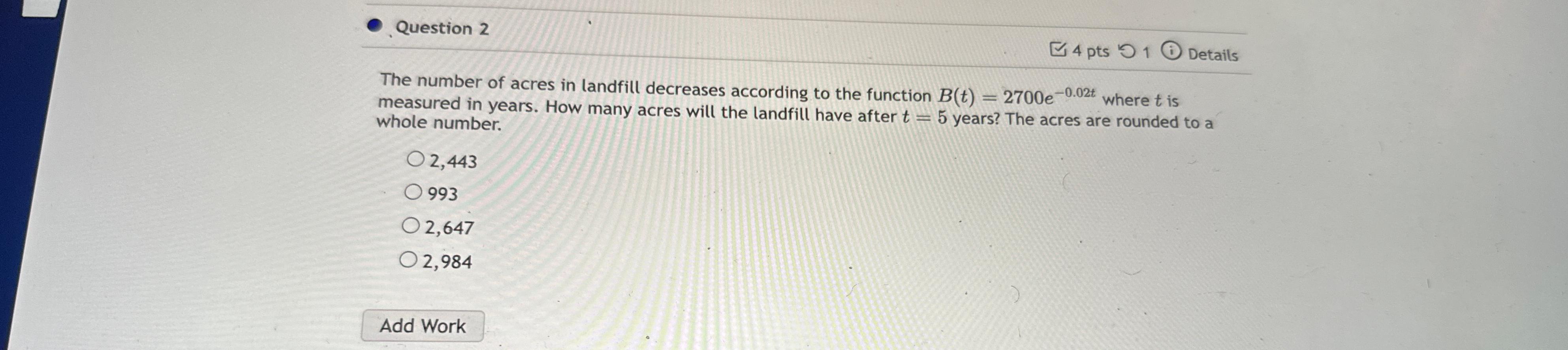 Solved Question 2\\n4 pts\\n1\\nDetails\\nThe number of | Chegg.com Solved Question 2\\n4 pts\\n1\\nDetails\\nThe number of | Chegg.com