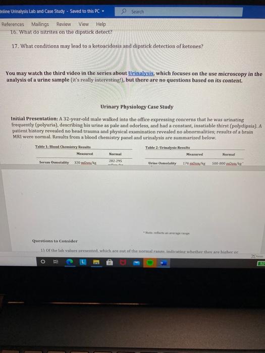 Solved View Online Urinalysis Lab and Case Study - Saved to | Chegg.com