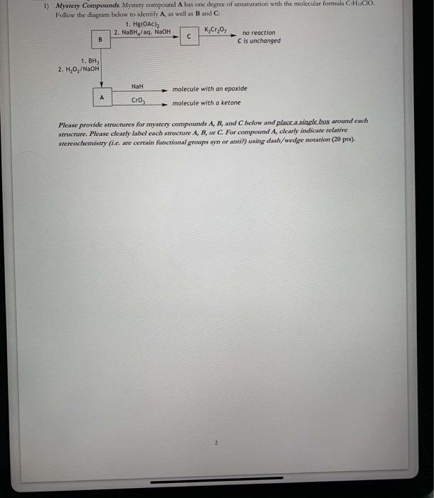 Solved 1) Mystery Compounds. Mystery compound A has one | Chegg.com