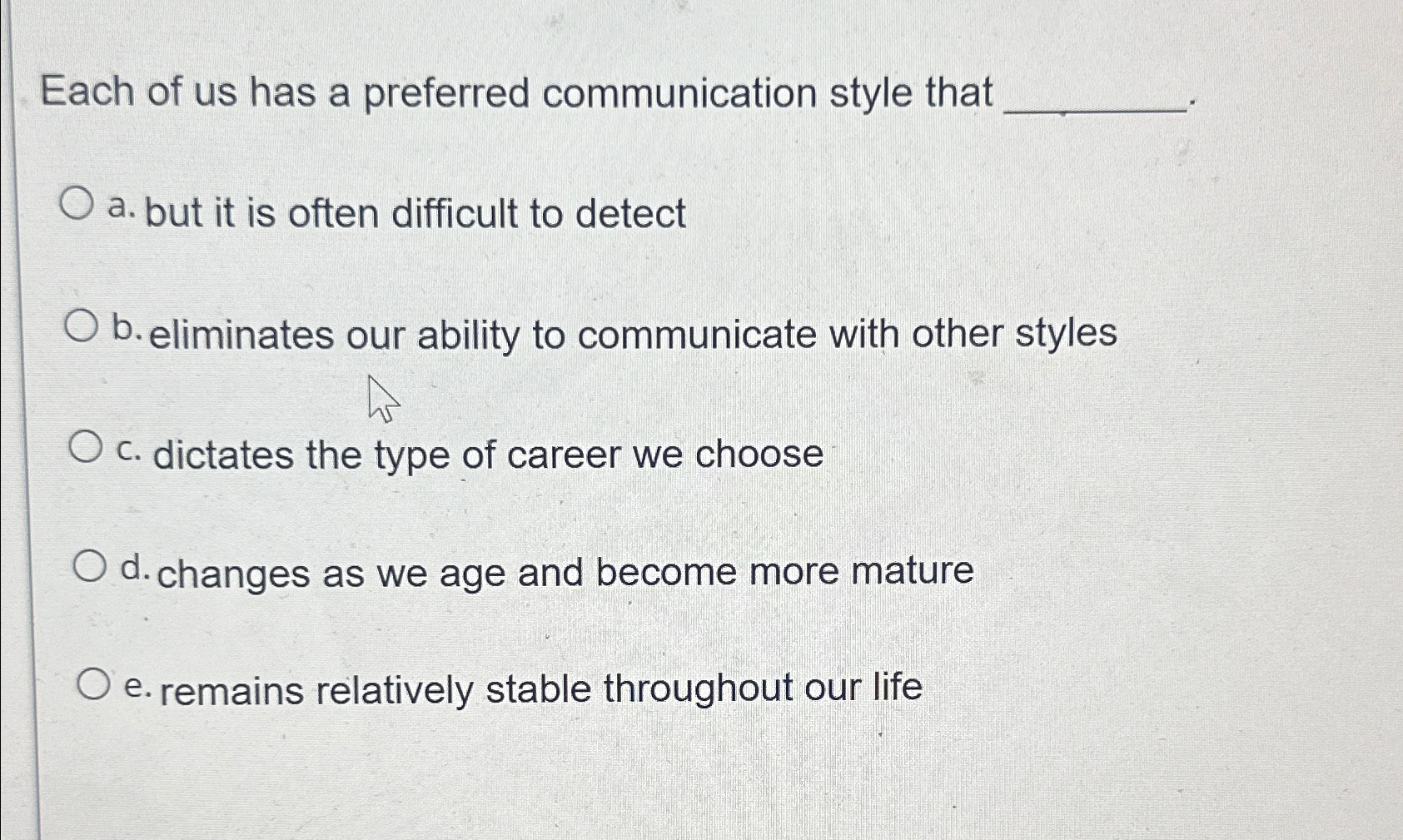 Solved Each of us has a preferred communication style thata. | Chegg.com