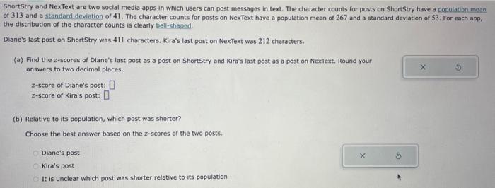 Solved ShortStry and NexText are two social media apps in | Chegg.com