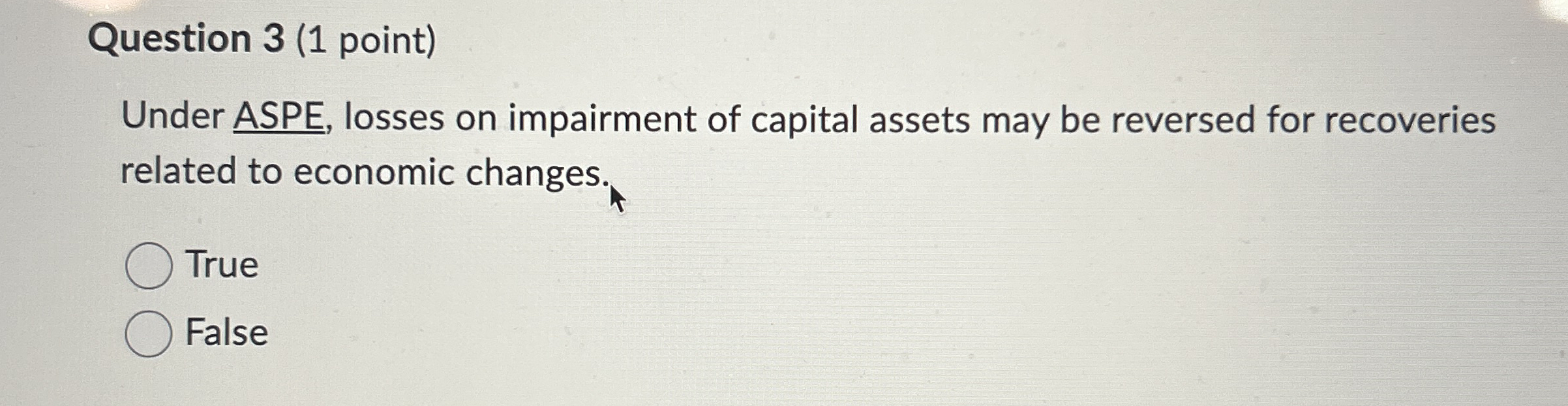 Solved Question 3 (1 ﻿point)Under ASPE, losses on impairment | Chegg.com