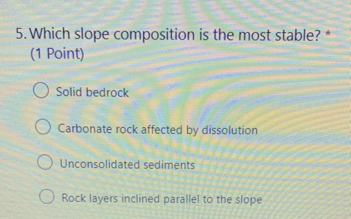 Solved 5. Which slope composition is the most stable? * (1 | Chegg.com