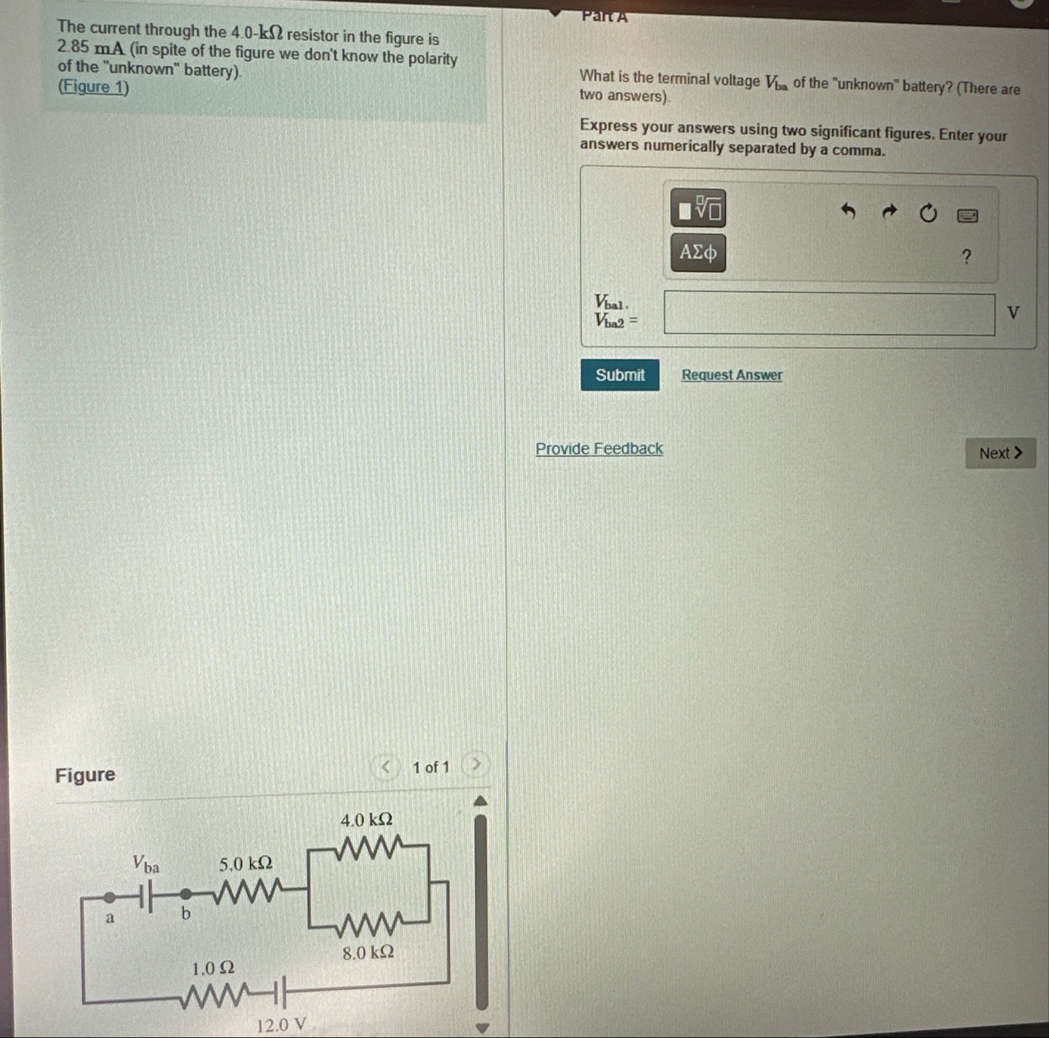 [Solved]: The current through the 4.0-k Omega resistor in