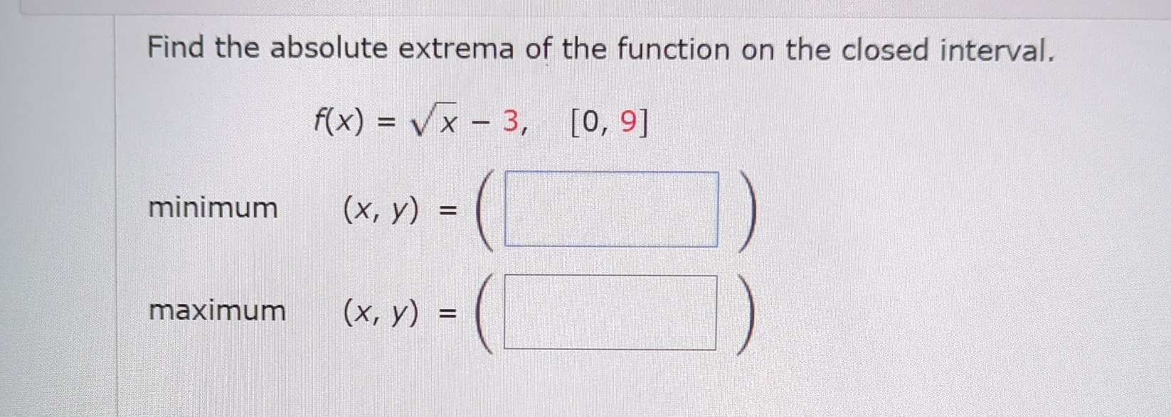 Solved Find the absolute extrema of the function on the | Chegg.com