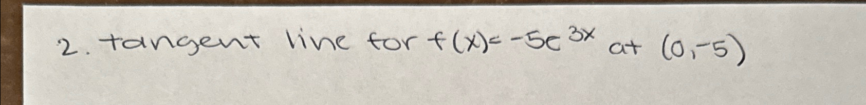 Solved tangent line for f(x)=-5e3x ﻿at (0,-5) | Chegg.com