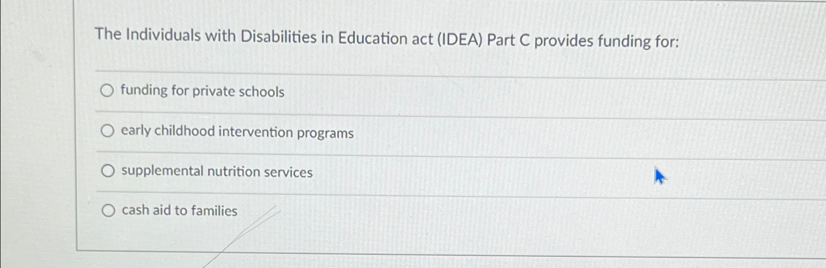 Solved The Individuals with Disabilities in Education act | Chegg.com