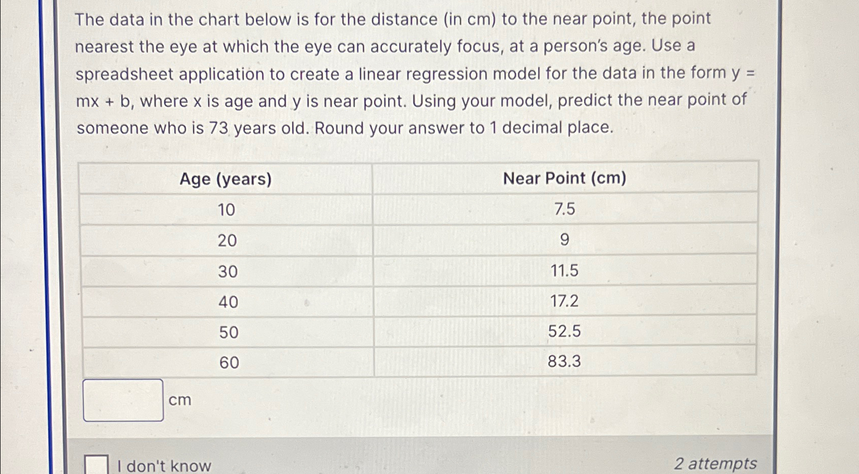 Solved The data in the chart below is for the distance (in | Chegg.com