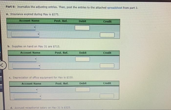 Solved Comprehensive Problem 1 Part 4 and Part 6: The | Chegg.com