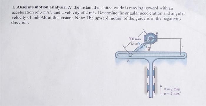 Solved 1. Absolute motion analysis: At the instant the | Chegg.com