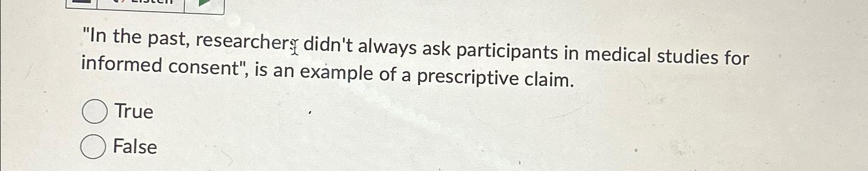 Solved "In the past, researcher didn't always ask | Chegg.com