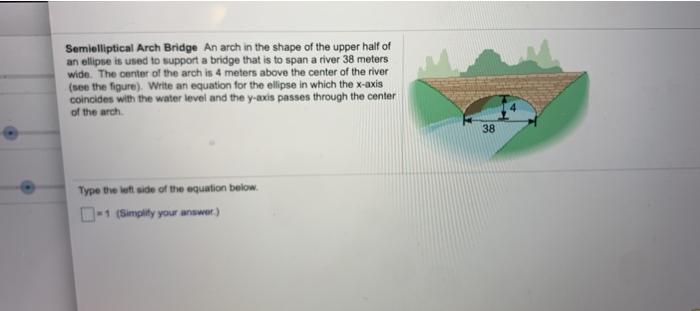 Solved Semielliptical Arch Bridge An arch in the shape of | Chegg.com