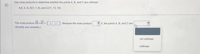 Solved Use cross products to determine whether the points A, | Chegg.com