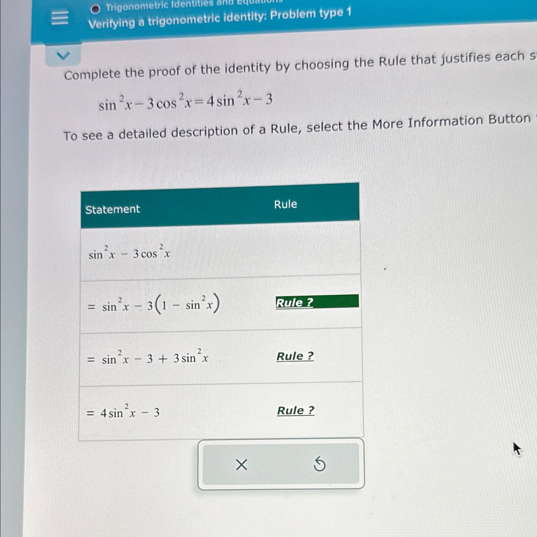 Verifying a trigonometric identity: Problem type | Chegg.com