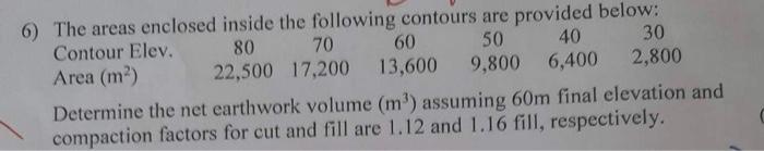 Solved Determine the net earthwork volume (m3) assuming 60 m | Chegg.com