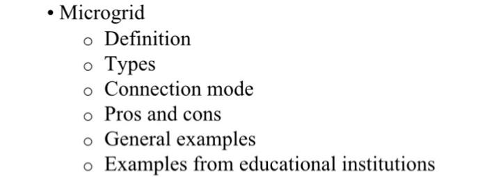 Solved - Microgrid Definition Types Connection mode Pros and | Chegg.com