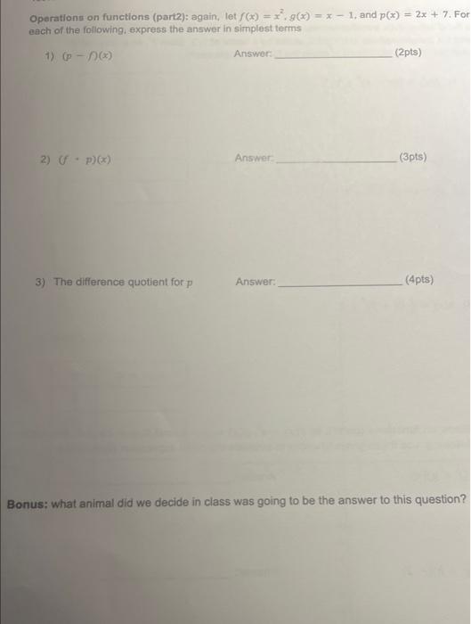Solved Operations on functions (part2): again, let | Chegg.com