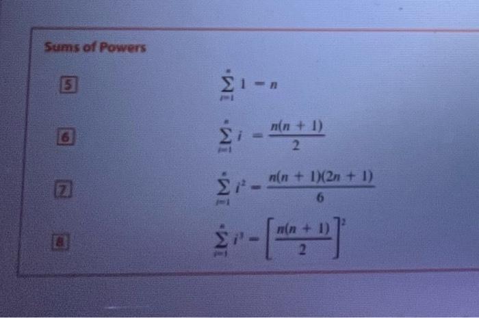 Solved Sums of Powers 5 6 | Chegg.com