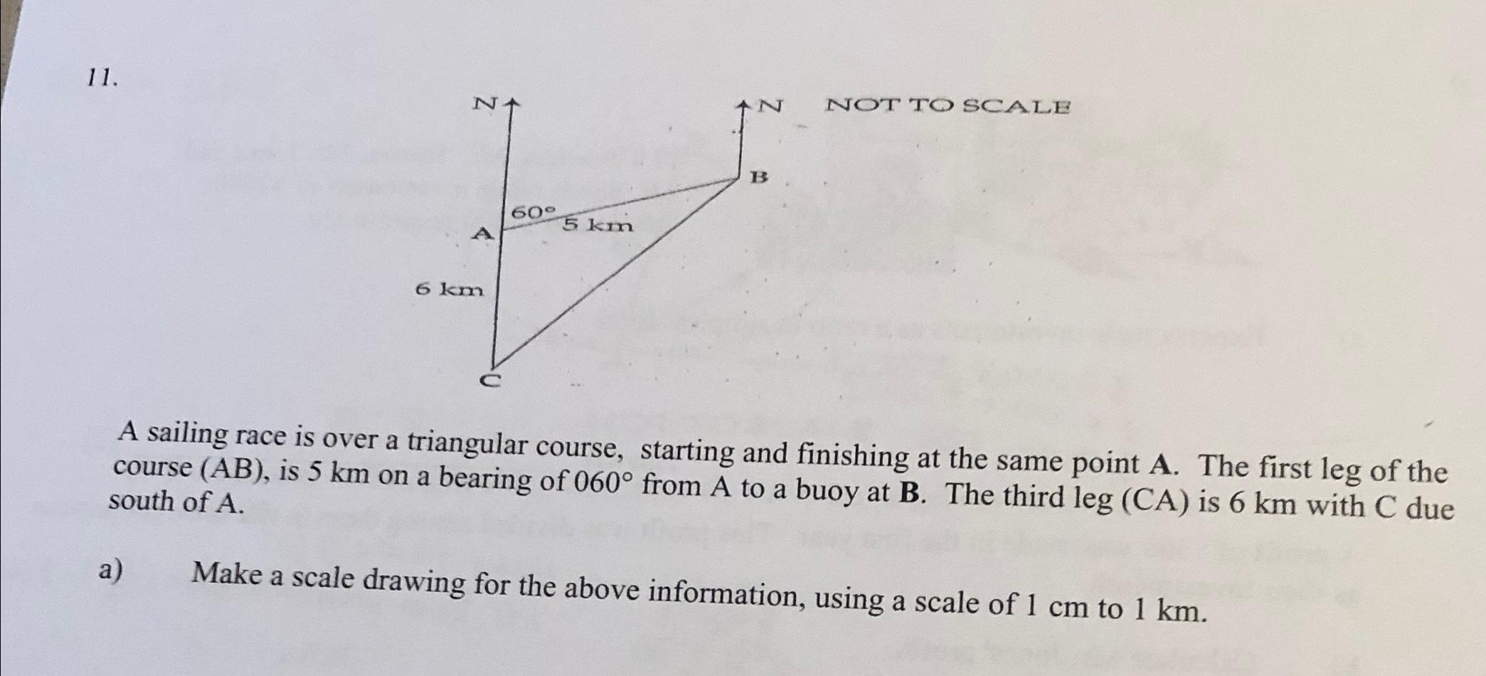 Solved A sailing race is over a triangular course, starting | Chegg.com
