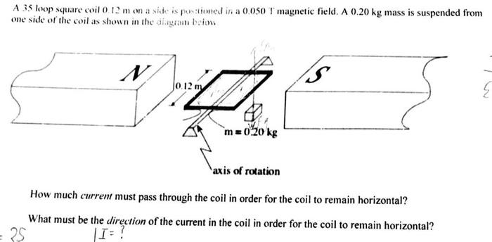 Solved A 35 loop square coil 0.2 m on a side is positioned | Chegg.com
