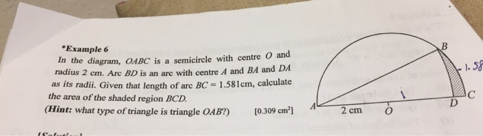 Solved *Example 6 In the diagram, OABC is a semicircle with | Chegg.com