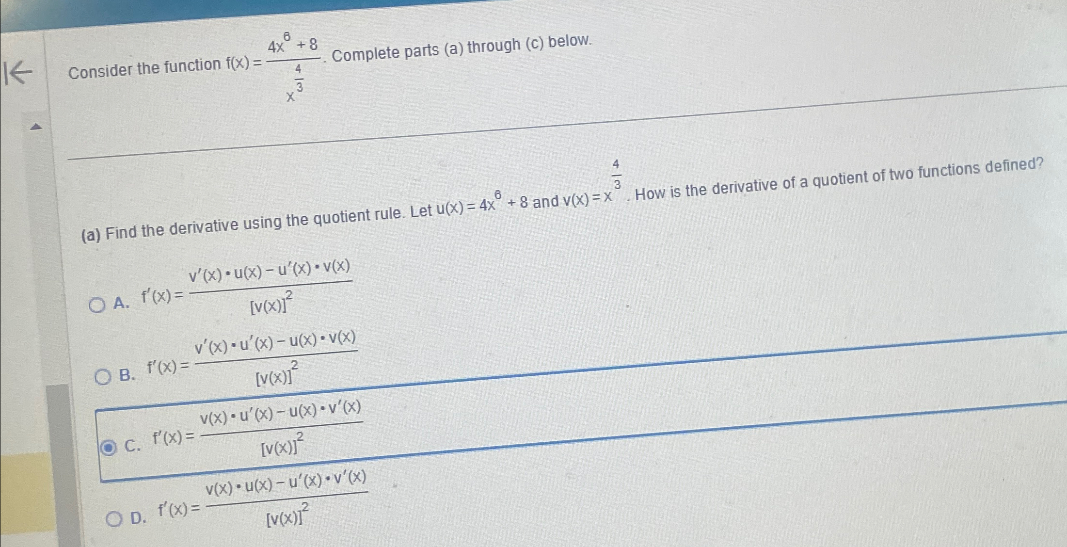 Solved Consider the function f(x)=4x6+8x43. ﻿Complete parts | Chegg.com